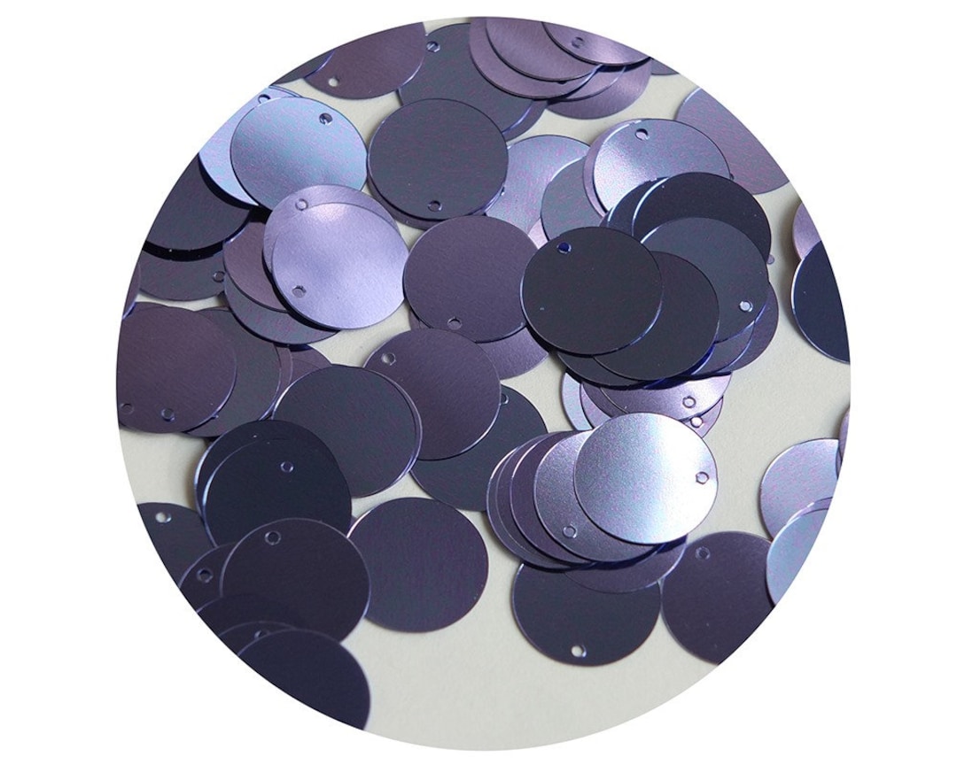 Round Flat Sequin 15mm Top Hole Dark Orchid Lavender Shiny Metallic ...