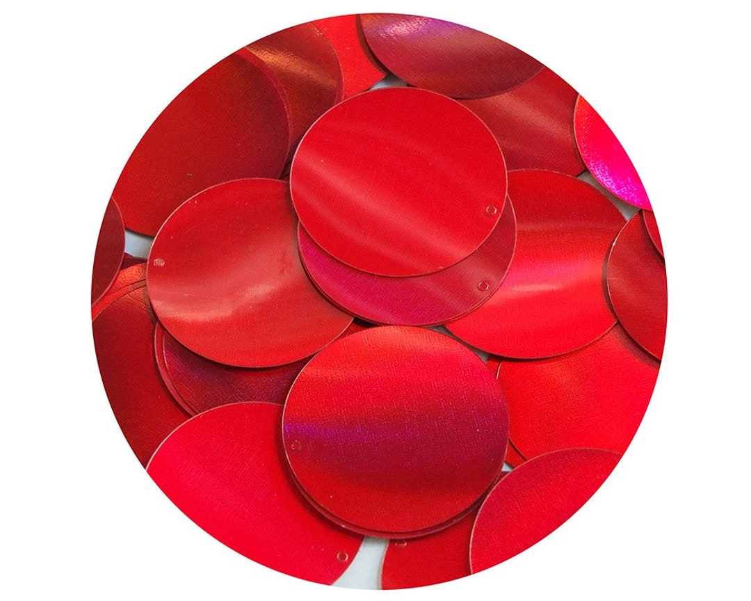 Round Flat Sequin 30mm Red Lazersheen Rainbow Reflective Metallic ...
