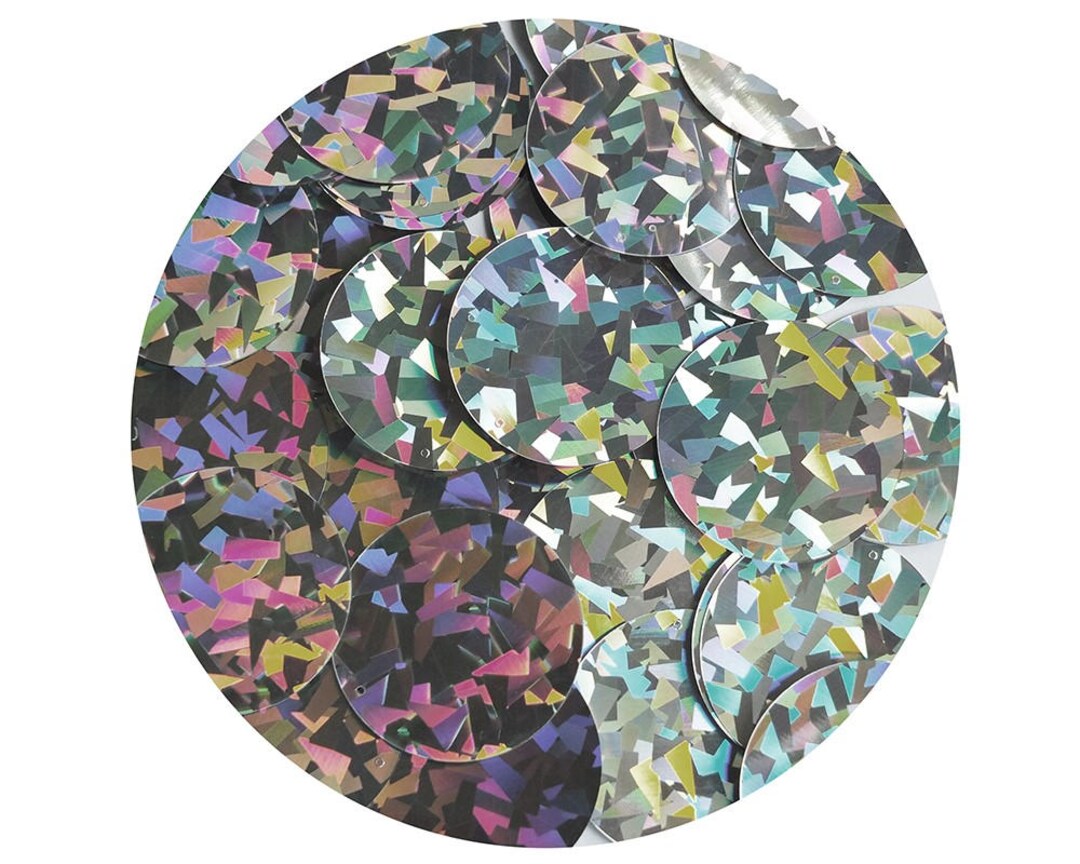 Round Sequin 40mm Silver Northern Lights Multi Reflective Loose Couture ...