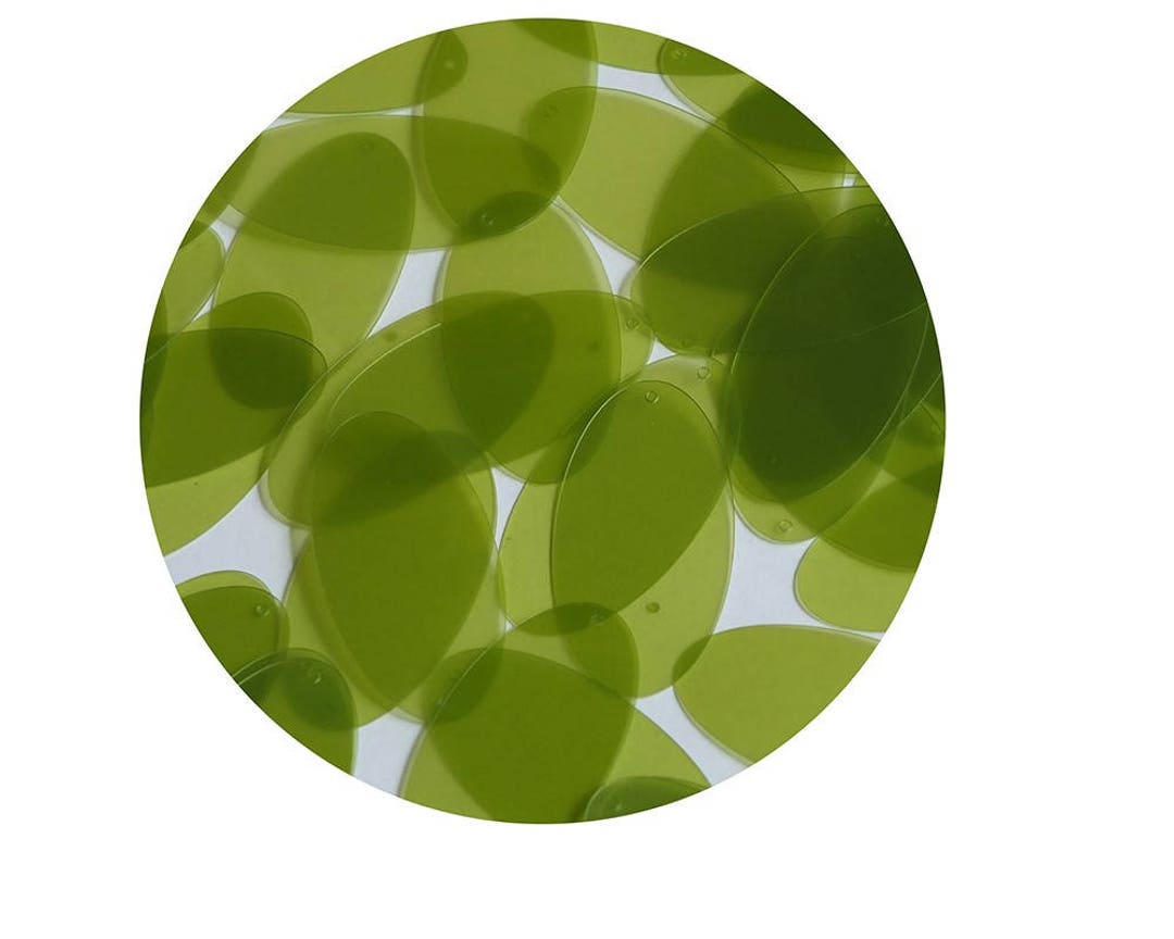 Oval Sequin 1.5" Olive Green Transparent Glossy and Matte Duo Two Sided ...