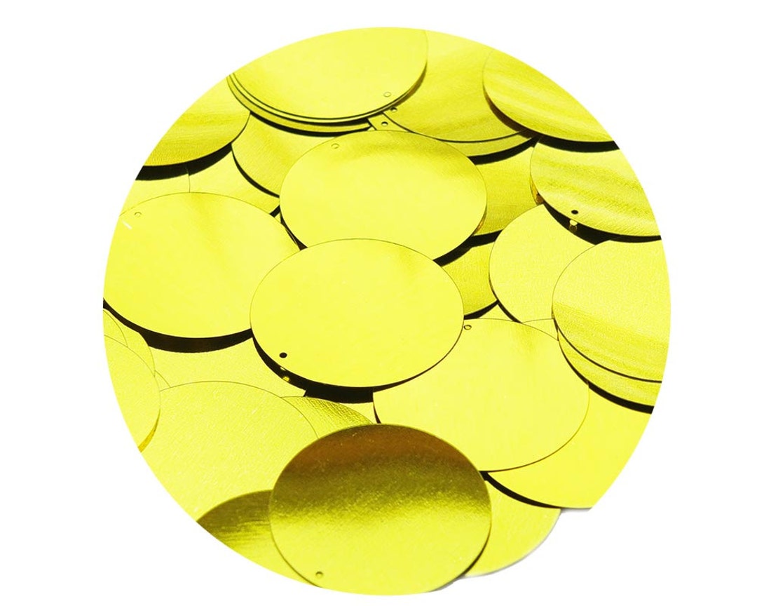 Yellow Metallic Round 1.5 Inch Couture Sequin Paillette Shapes. Made in ...