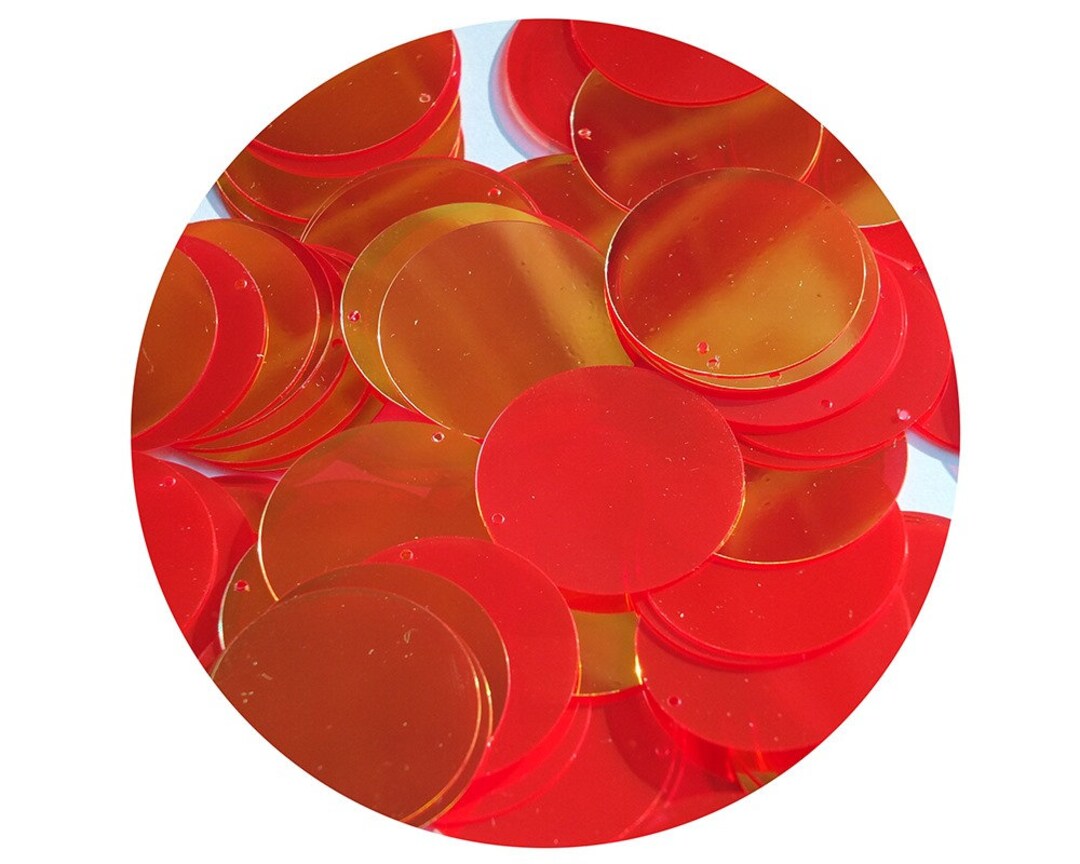 Round Flat Sequin 30mm Red Rainbow Iris Super Mirror Shiny Reflective ...