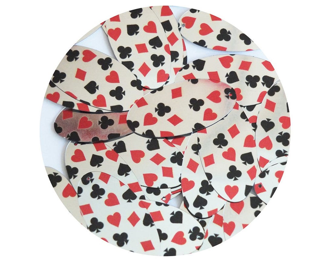 Oval Sequin 1.5" Playing Card Clubs Hearts Spades Diamonds Silver ...