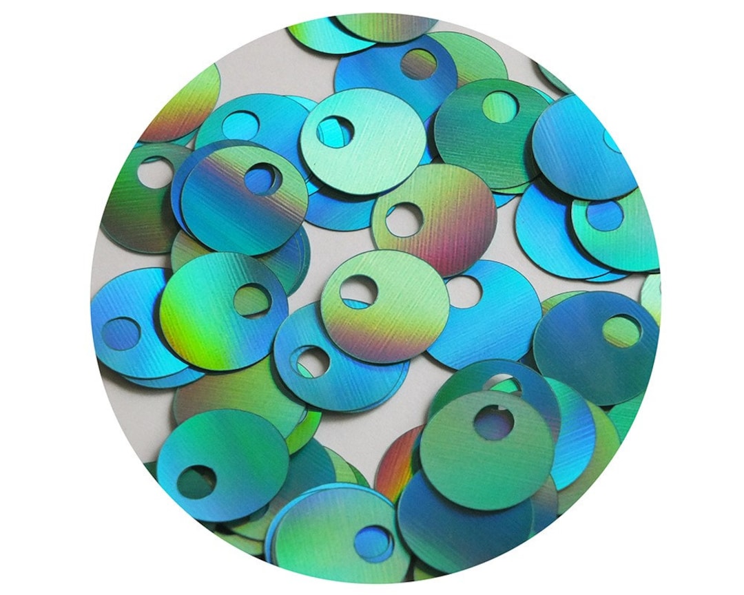Large Hole Round Sequin 20mm Aqua Blue Lazersheen Reflective Metallic ...