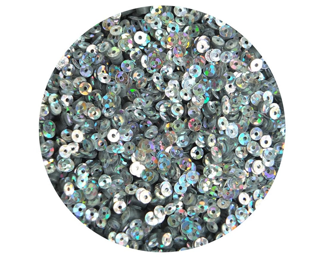 3mm Sequins Flat Round Silver Hologram Glitter Sparkle Metallic. Made ...
