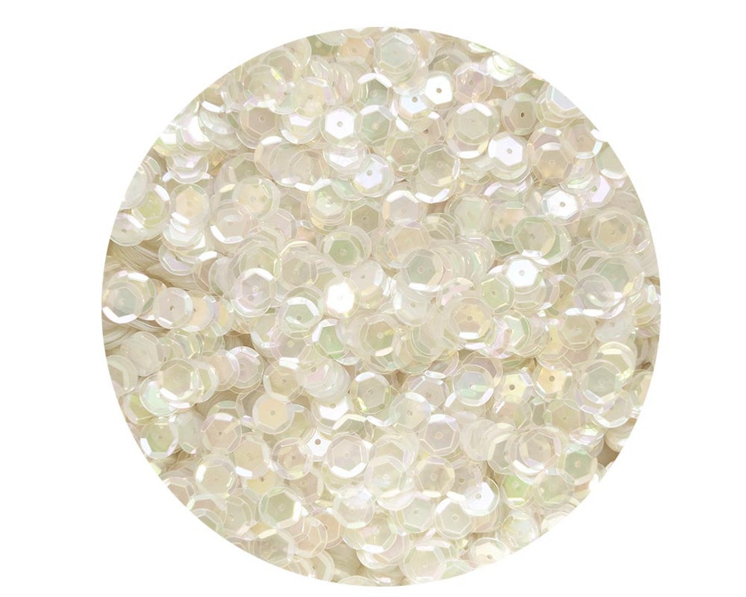 8mm Cup Sequins Ivory Crystal Iris Rainbow Iridescent Loose Facet ...