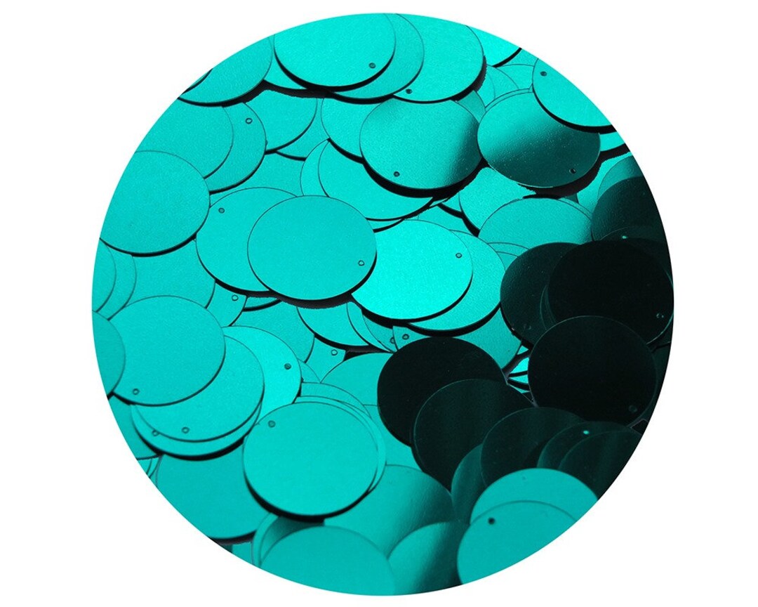 Round Flat Sequin 20mm Top Hole Emerald Green Metallic. Couture ...