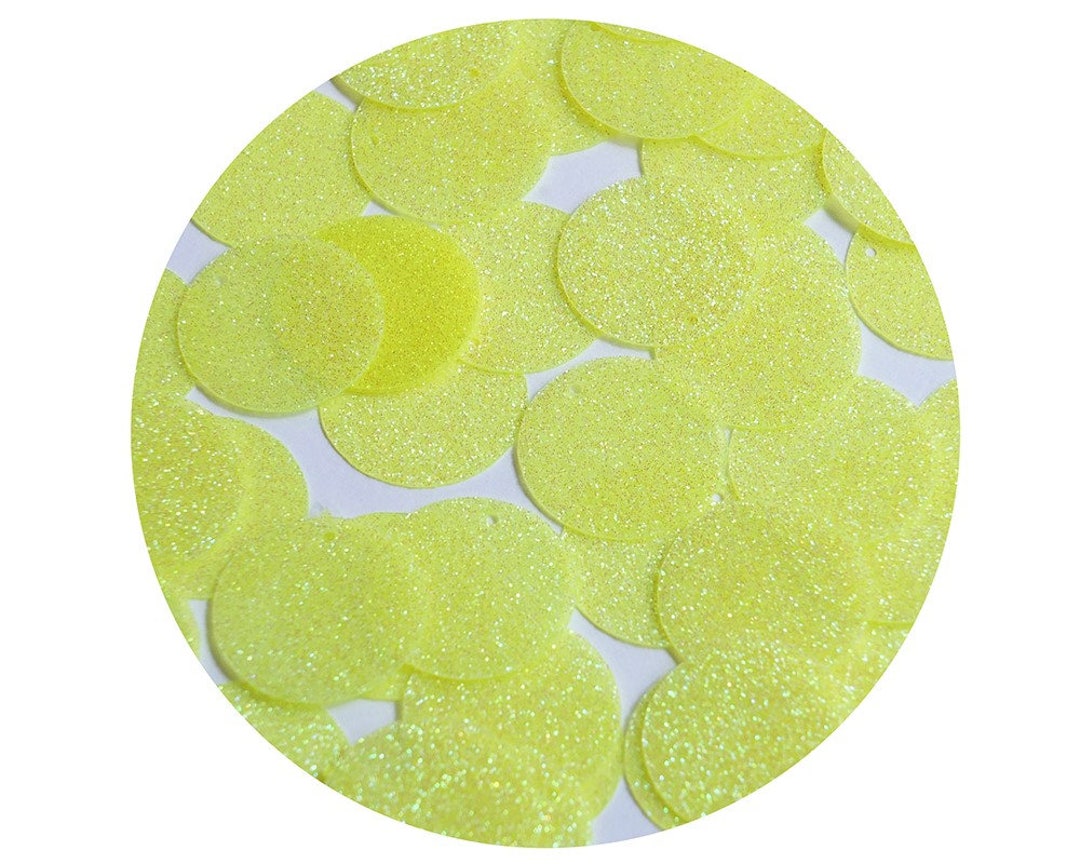 Round Sequin 24mm Yellow Neon Fluorescent Metallic Sparkle Glitter ...