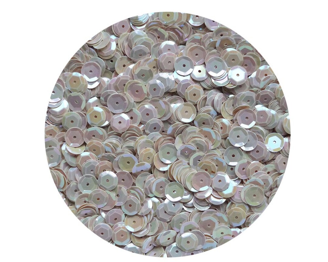 8mm Cup Sequins Beige Dark Ivory Opaque Iris Rainbow Iridescent Loose ...