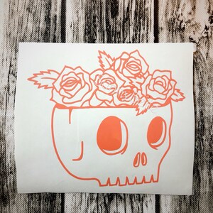 Flower Skull Decal, Floral Skull Sticker, Cartoon Skull, Cute Laptop ...