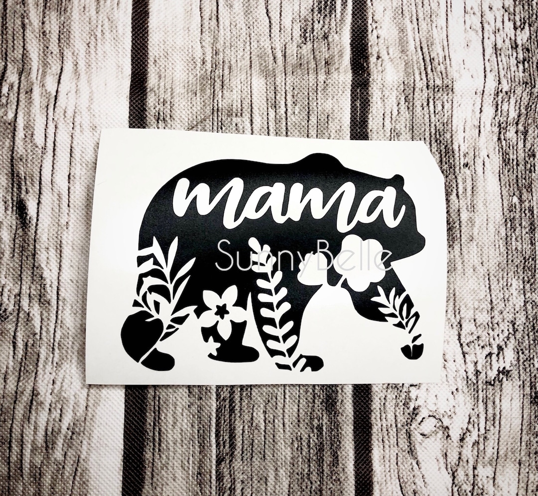 Mama Bear Decal Sticker, Floral Mama Bear Bumper Sticker Decal, Floral ...