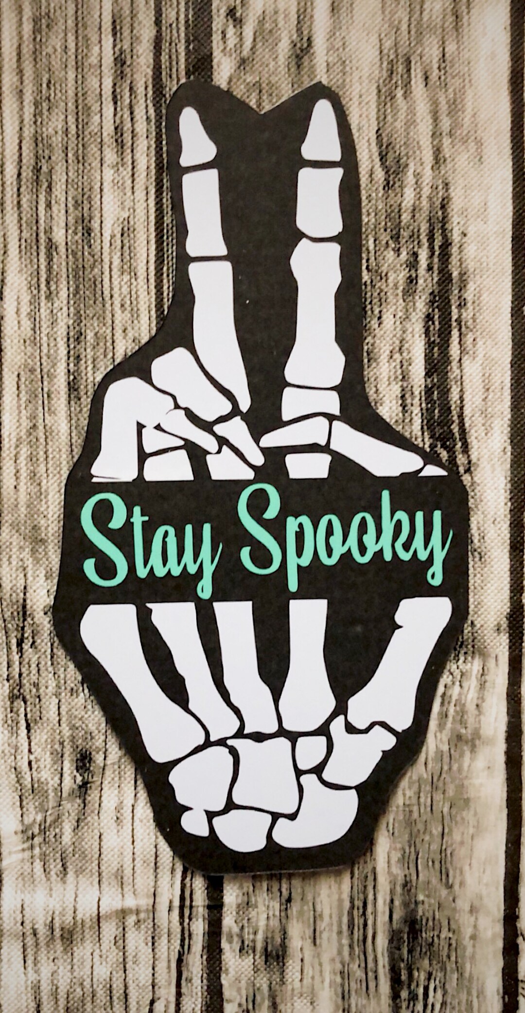 Stay Spooky Skeleton Peace Sign Decal, Skelton Hand Sticker, Stay ...