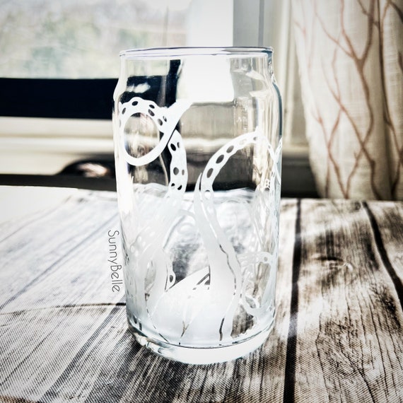Octopus Etched Glass