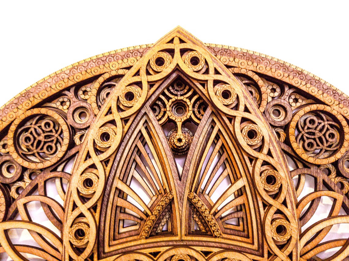 Trinity Mandala Fractal Trefoil Laser Cut Wood Art Stained - Etsy
