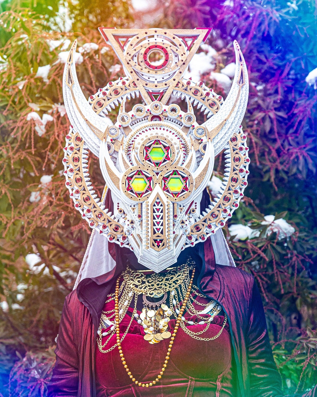 Devil Mask Geometric Demon Dragon Sacred Wizard Sorcerer Lasercut Satan ...