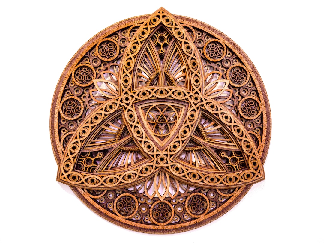 Trinity Mandala Fractal Trefoil Laser Cut Wood Art Stained Glass ...
