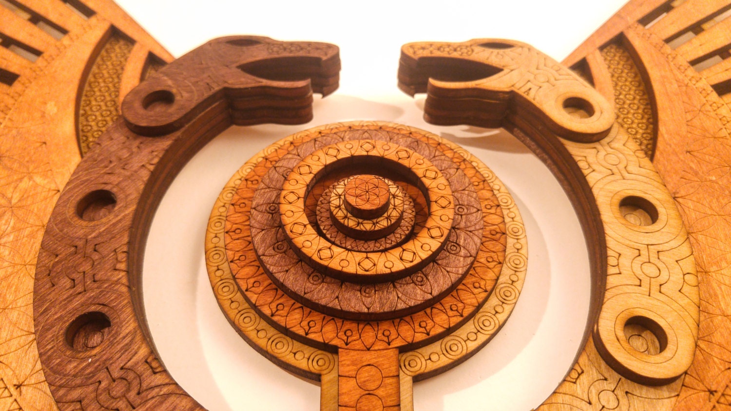 Caduceus Healing Staff Snakes Wings Hermes Multi Layer Laser Cut Wood ...