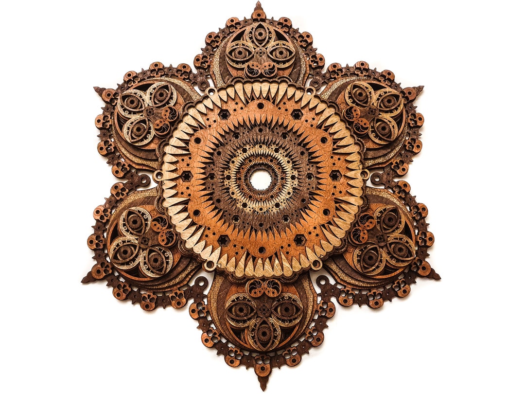 Yama Mandala Laser Cut Wood Art: Sacred Geometry Wall Decor Mandala ...