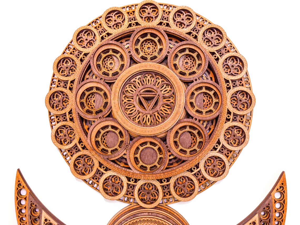 Mandala Chandra Bindu Fractal Moon Sun Laser Cut Wood Art | Etsy