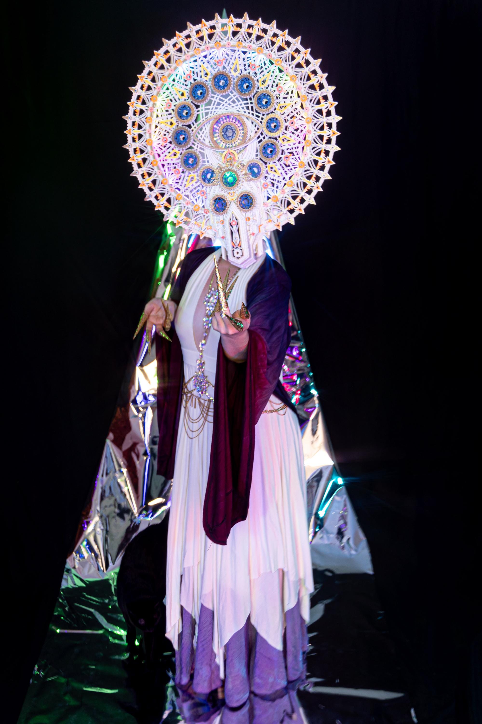 Laser Cut Wooden Mask With LED Lights: Festival Headdress, Mandala ...