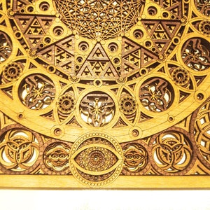 Square Mandala Laser Cut Wood Art Meditation Buddhas Seed of Life Eyes ...