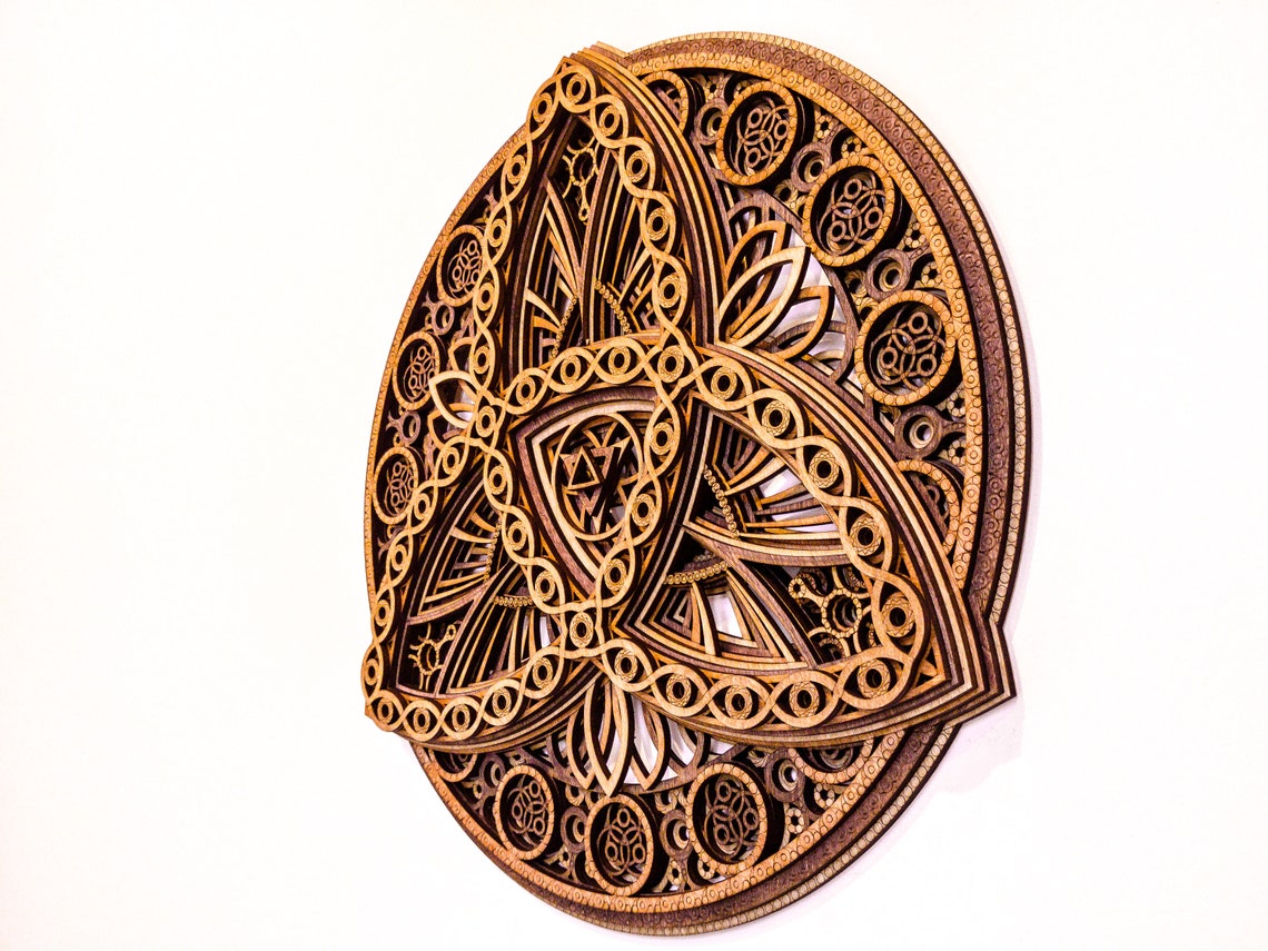 Trinity Mandala Fractal Trefoil Laser Cut Wood Art Stained - Etsy