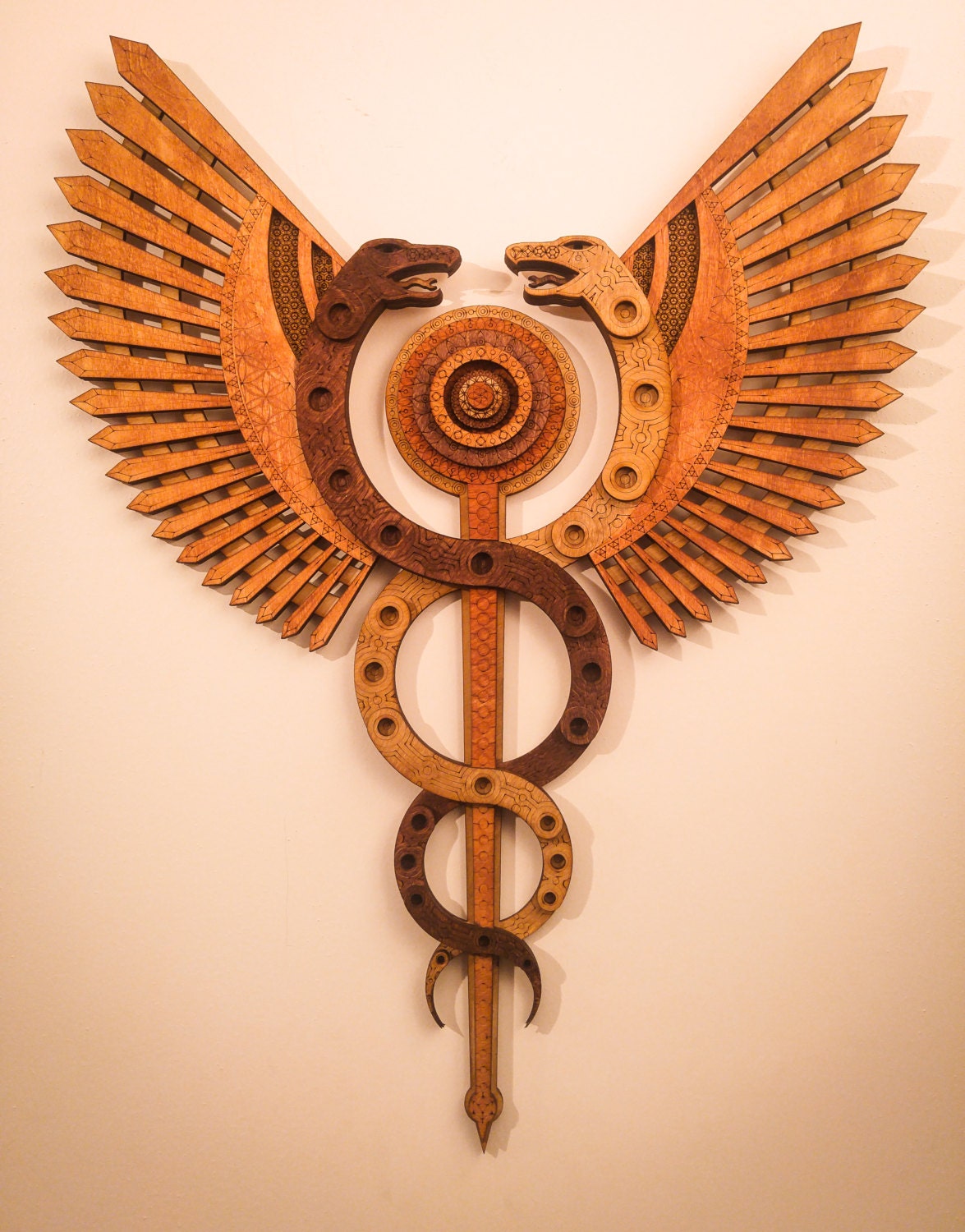 Caduceus Healing Staff Snakes Wings Hermes Multi Layer Laser - Etsy Israel