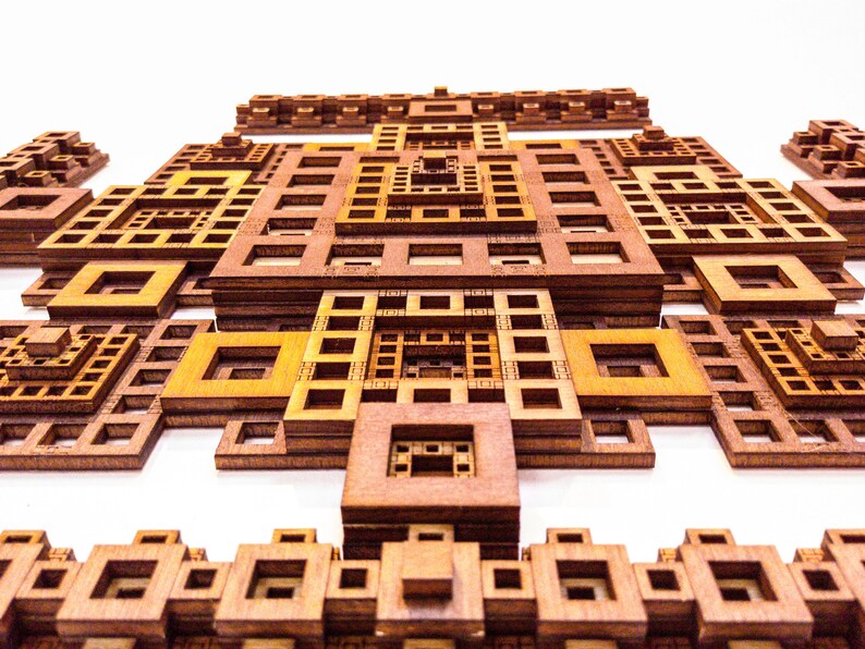 Four Sided Mandala Square Fractal Laser Cut Wood Art - Etsy