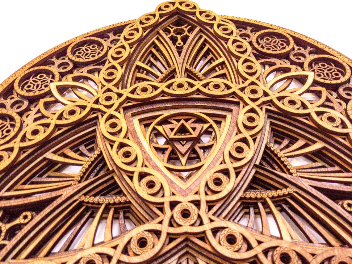 Trinity Mandala Fractal Trefoil Laser Cut Wood Art Stained - Etsy
