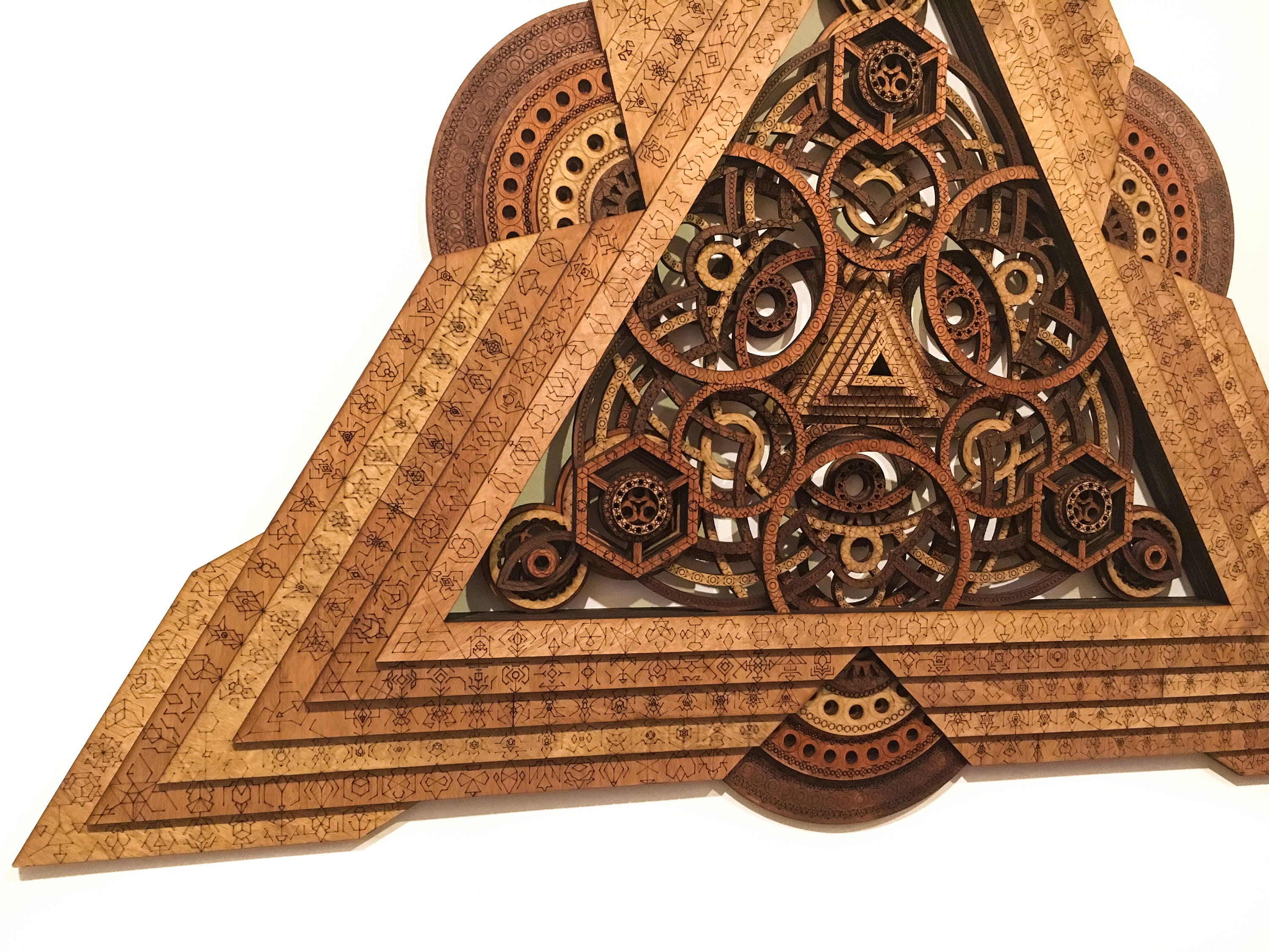 Triangle Mandala Pyramid Laser Cut Wood Art Meditation Delta | Etsy