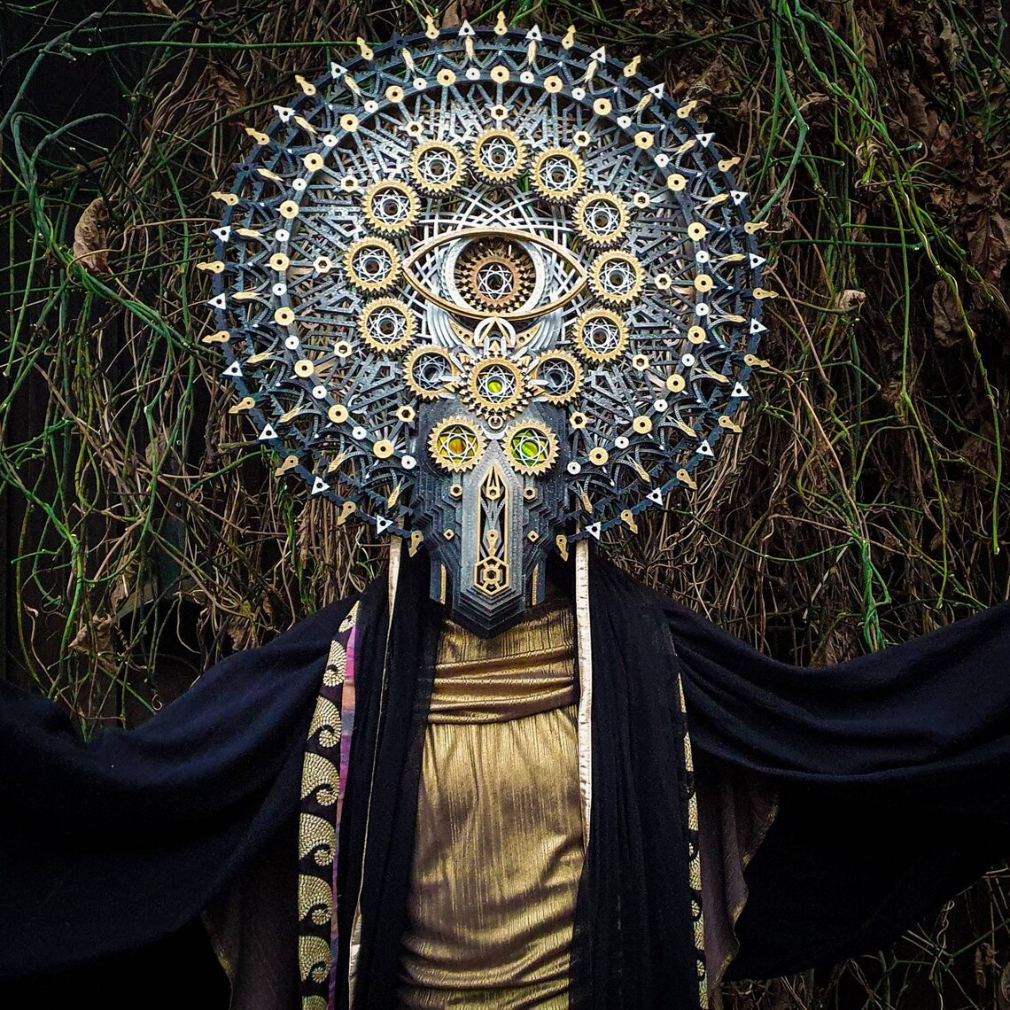 Deity Mask Festival Fashion Sacred Geometry God Headdress | Etsy