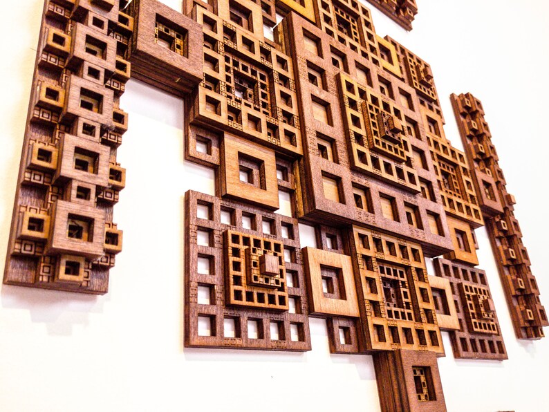 Four Sided Mandala Square Fractal Laser Cut Wood Art - Etsy