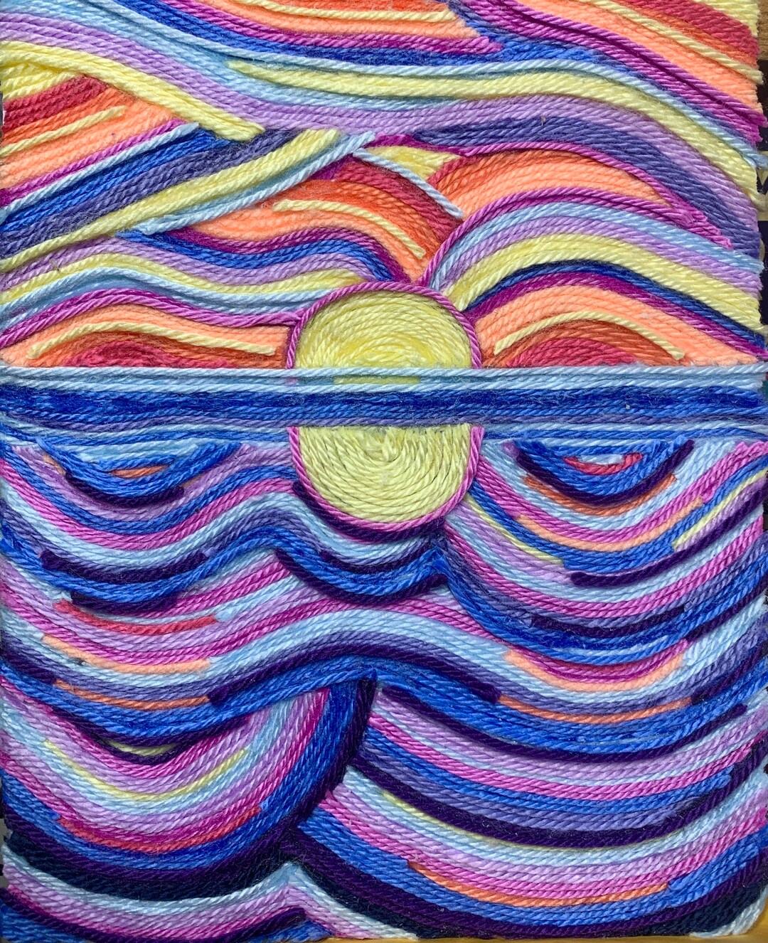 Sunset With Ocean Waves Yarn Painting - Etsy