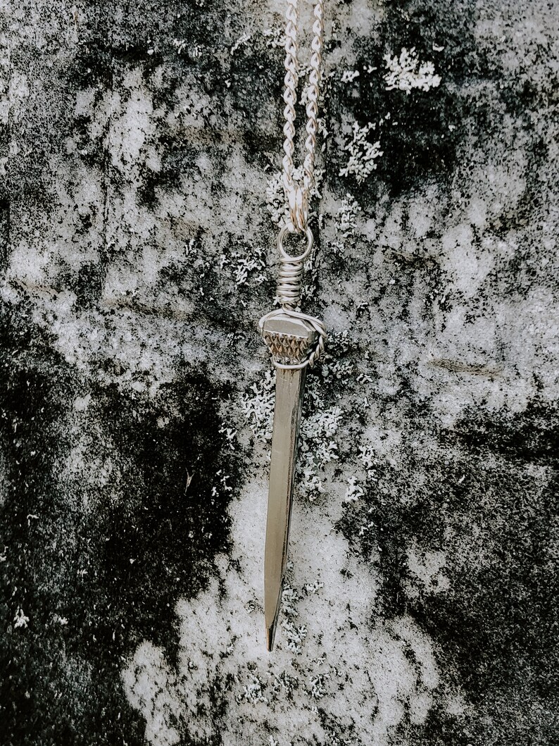 Coffin Nail Pendant Necklace. Hand Wire Wrapped Round Flat Head Coffin Nail Statement Pendant ...