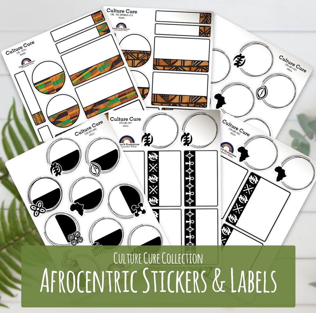 Afrocentric Stickers & Labels - African Kente, Mudcloth, and Symbols ...