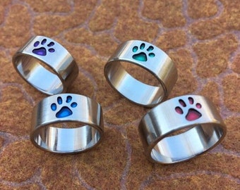 Stack Rings Paw Print Rings Custom Initial Paw Print Rings | Etsy
