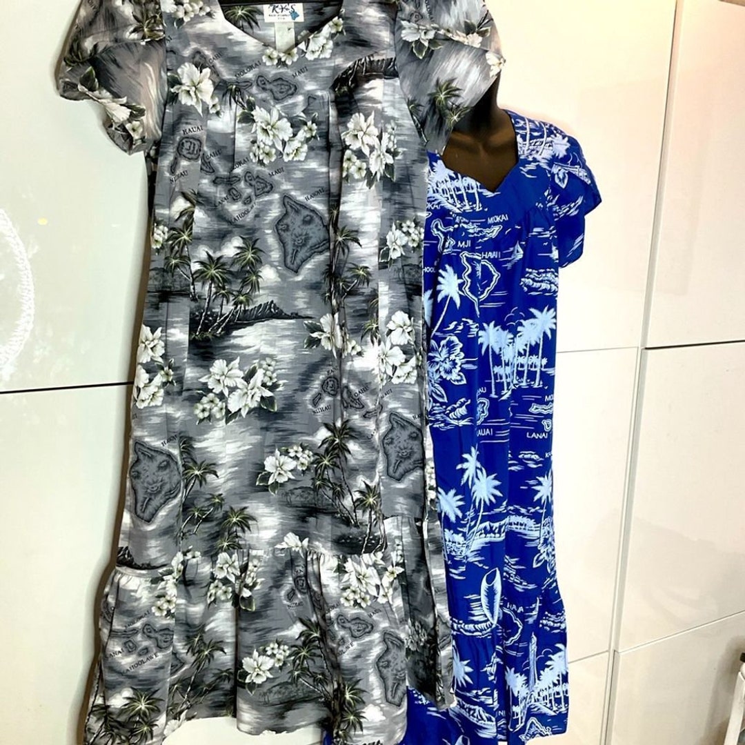 Lot of 2 Vintage Cotton Mumu Dresses Made in Hawaii Sz Small W/ Pockets ...