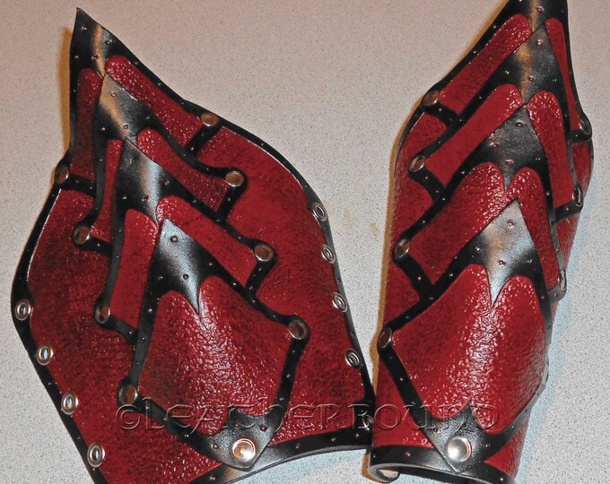Leather Bracers With Dragon Scales Fully Hand Tooled in - Etsy
