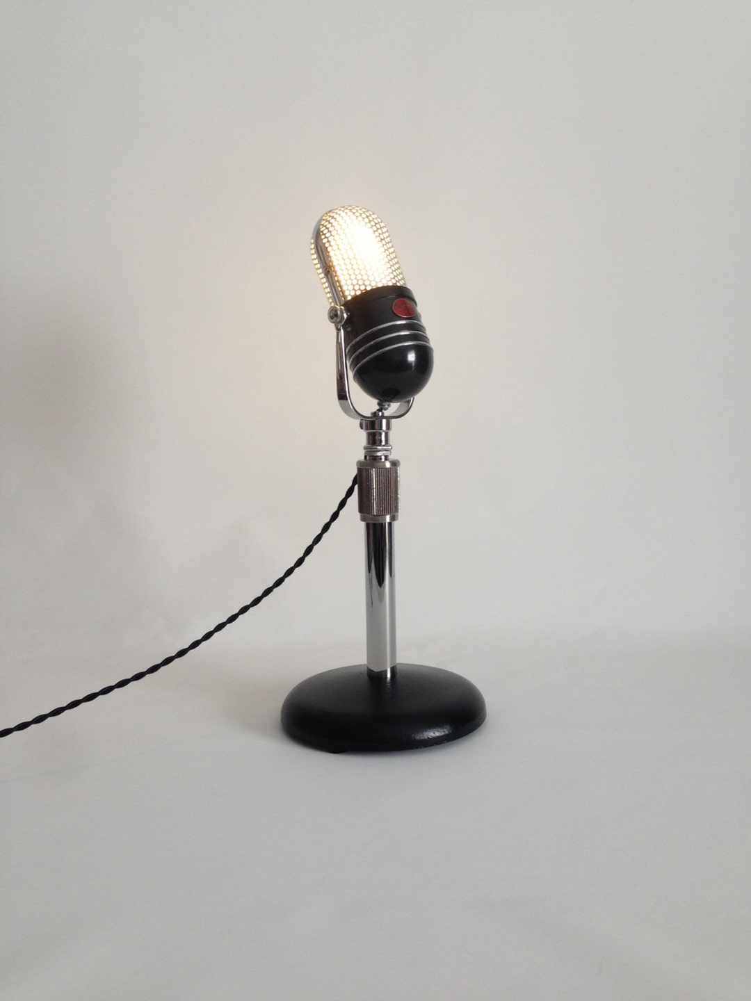 Upcycled Retro Microphone Table Lamp. Desk Lamp. Vintage Microphone ...