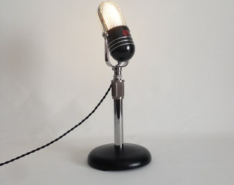 Upcycled Retro Microphone Table Lamp. Desk Lamp. Vintage | Etsy
