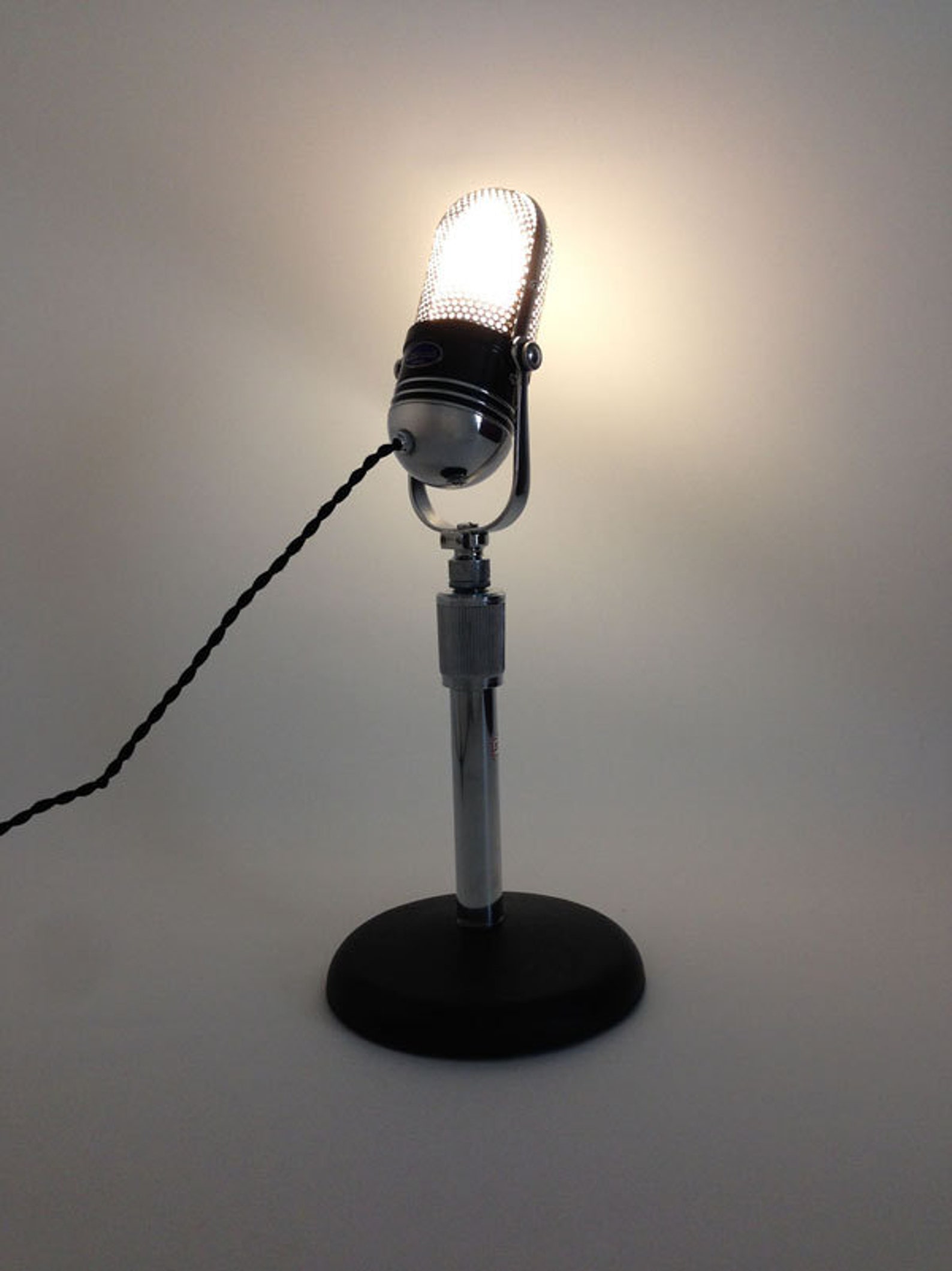 Upcycled Retro Microphone Desktop Lamp. Tabletop Lamp. Vintage ...