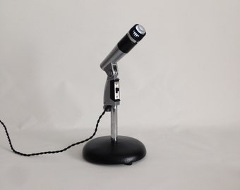 Upcycled Retro Microphone Table Lamp. Desk Lamp. Vintage - Etsy