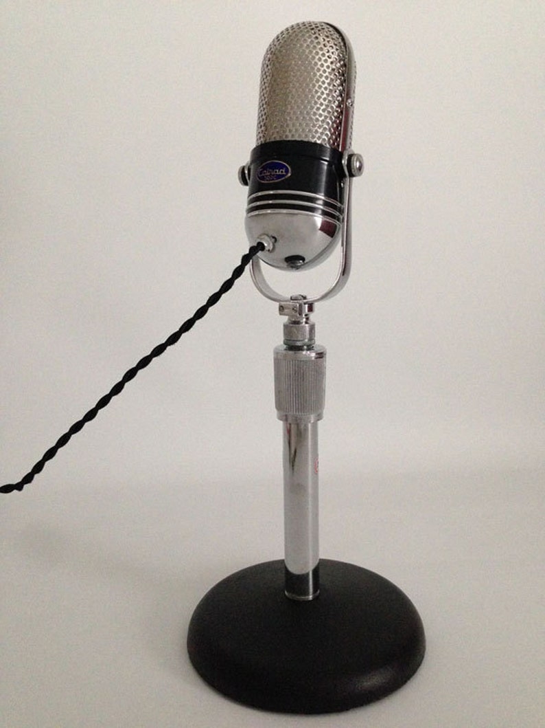 Upcycled Retro Microphone Desktop Lamp. Tabletop Lamp. Vintage ...