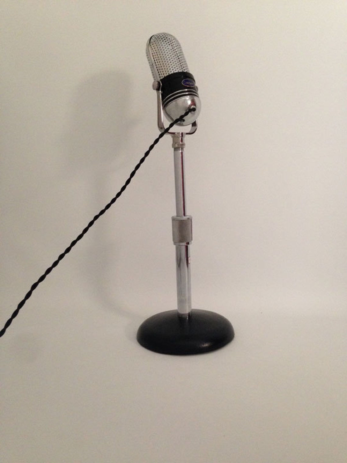 Upcycled Microphone Lamp. Table Lamp. Desk Lamp. Fluorescent Lamp ...