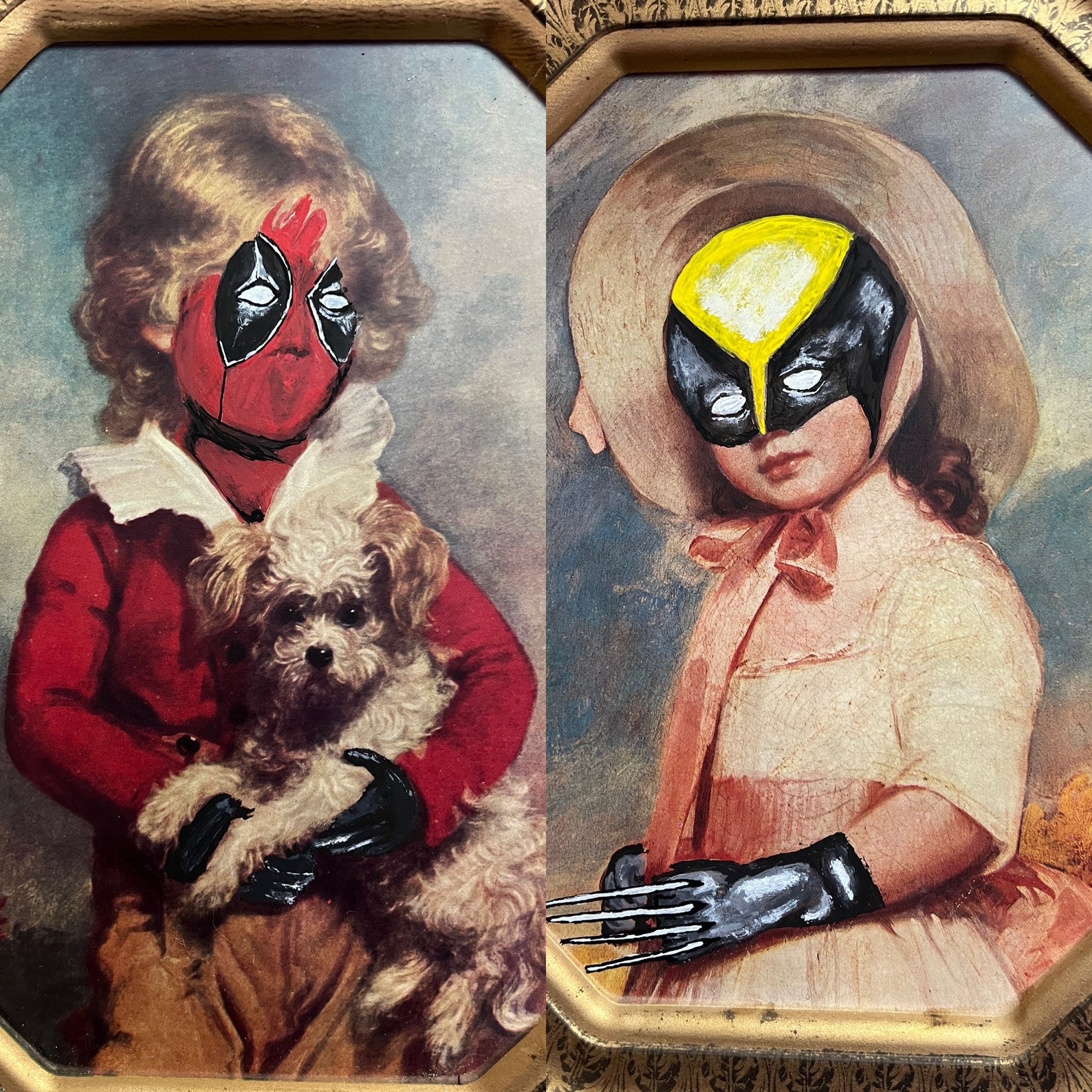 Deadpool/wolverine Set of Antique Metal Tray Hijacked Art - Etsy