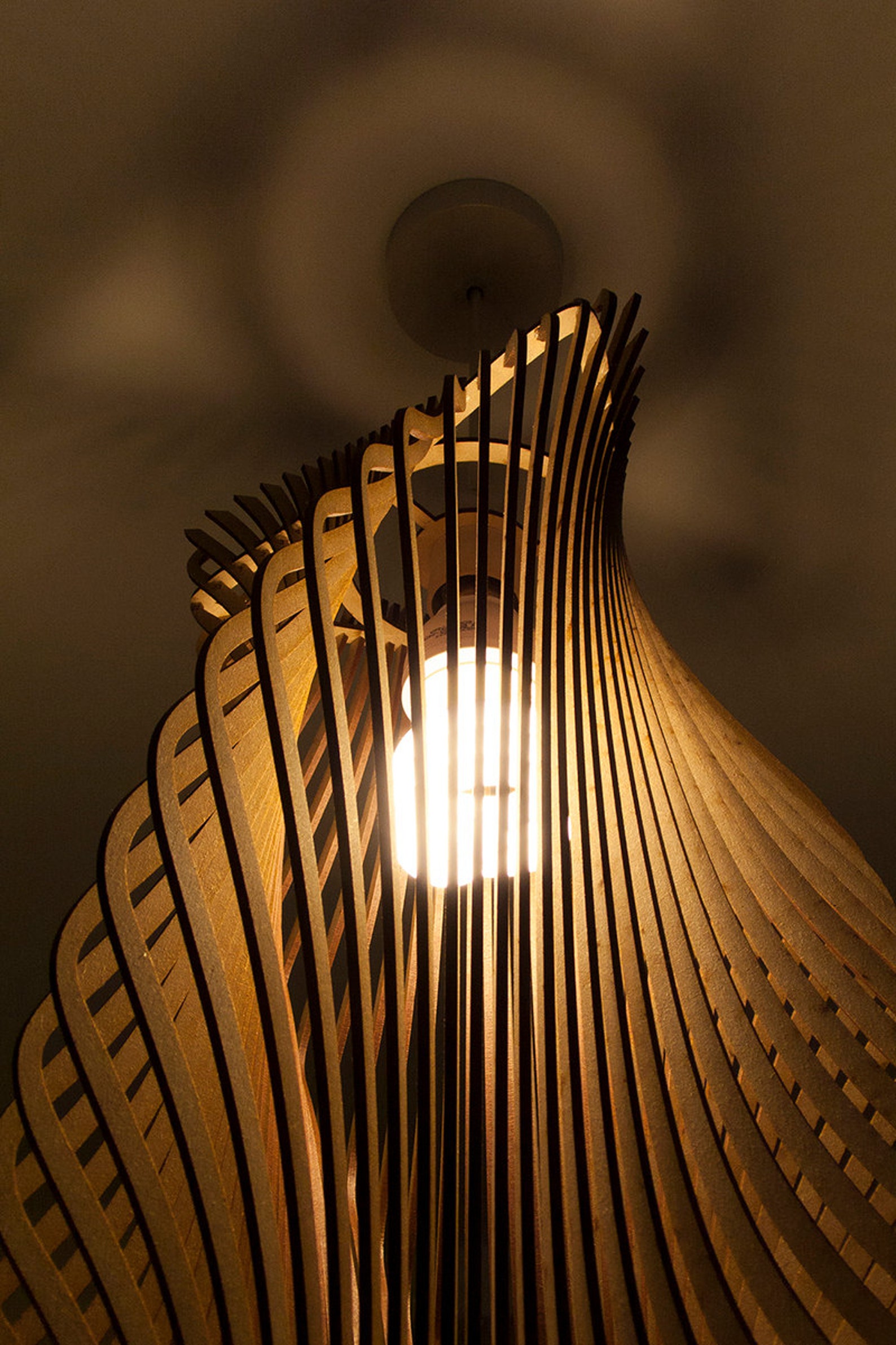 Twisted Lasercut Wooden Lampshade No.2 Medium - Etsy