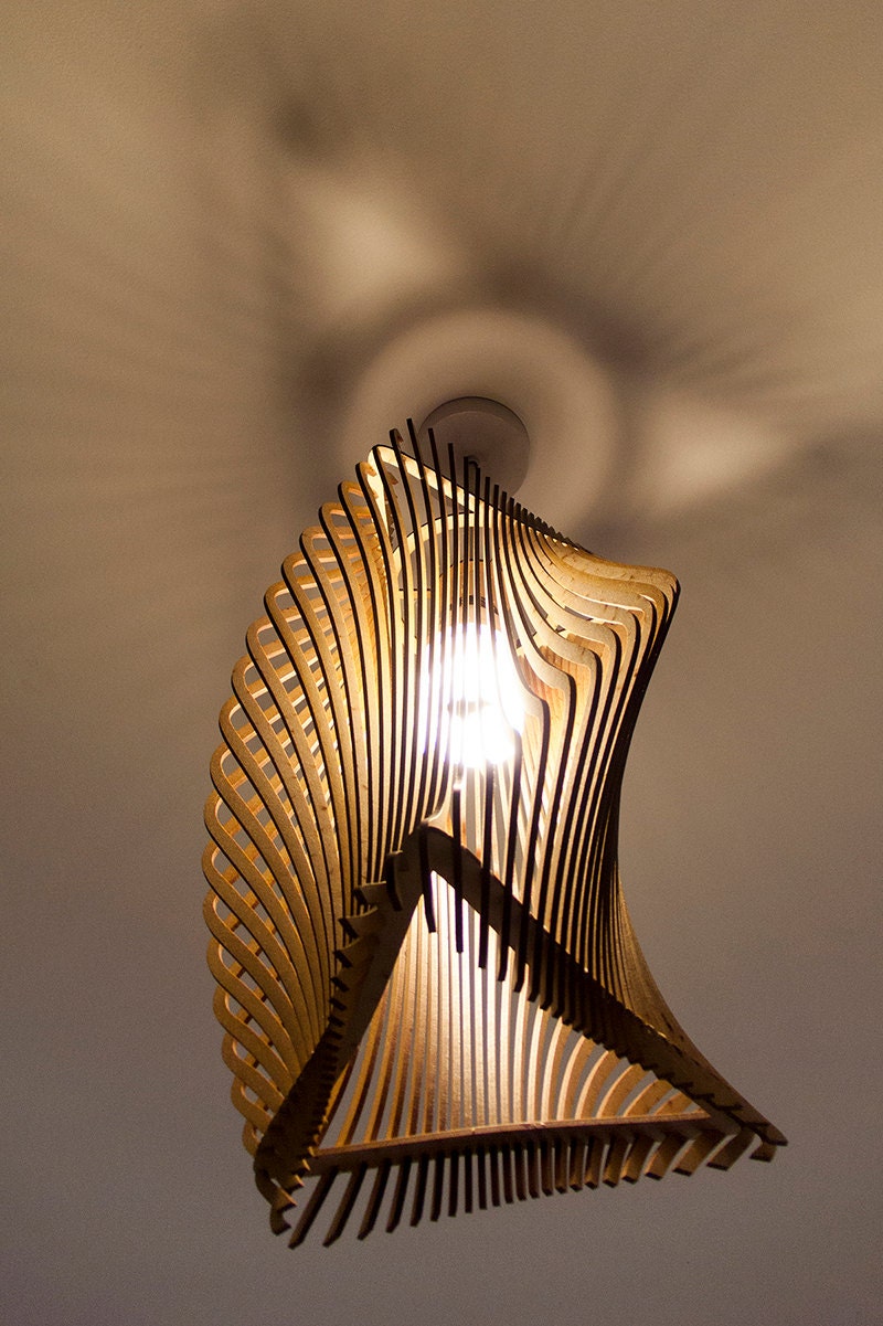 Twisted Lasercut Wooden Lampshade No.2 Medium | Etsy