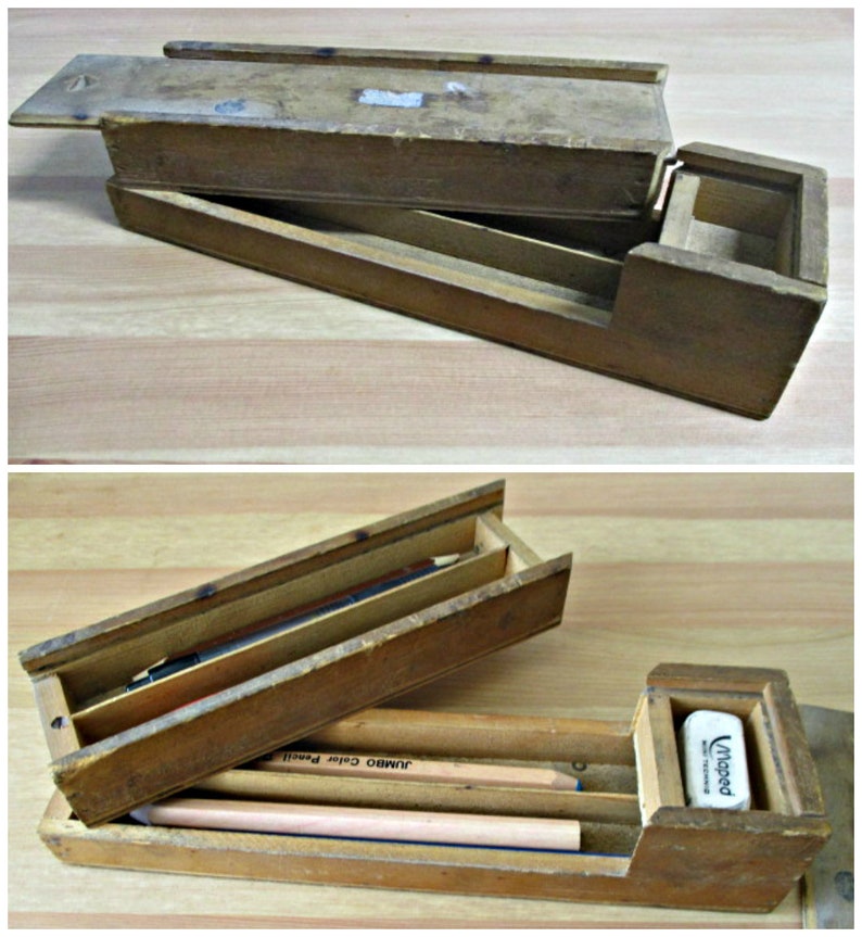Vintage wooden pencil case pencil box 1960s-70s swing | Etsy