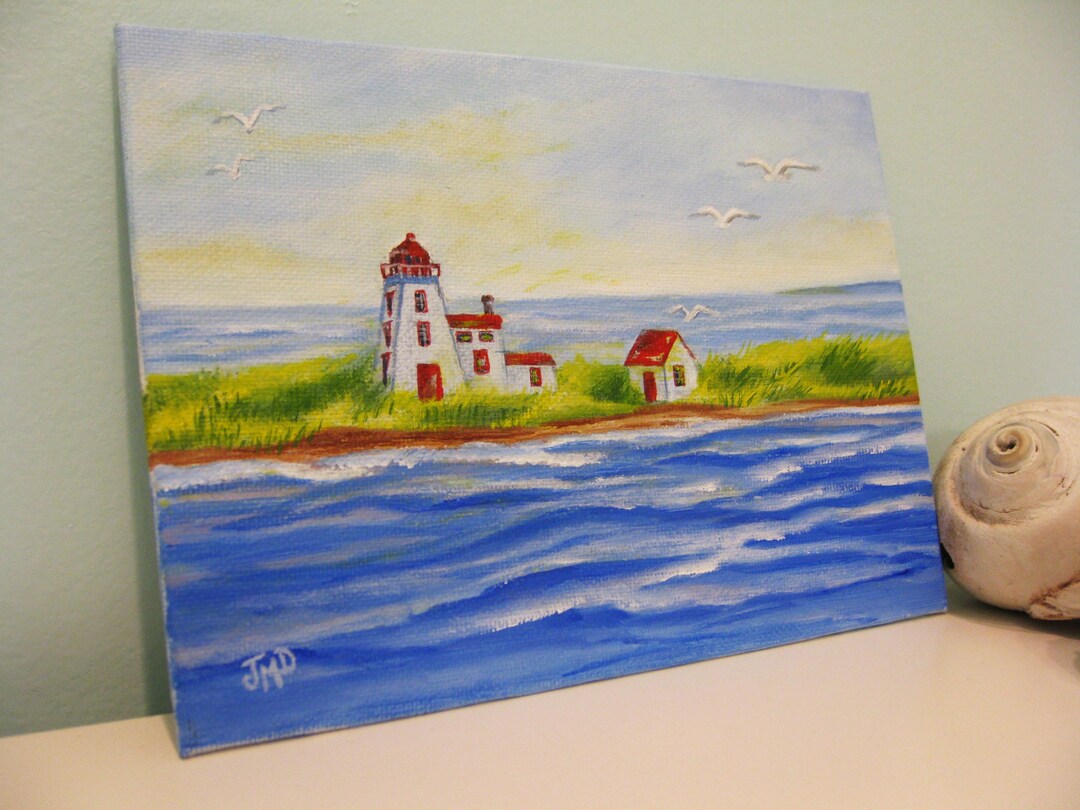 Original PEI Lighthouse 5 X 7 Painting | Cascumpec PEI Lighthouse ...