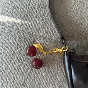 Cherry Bag Charm Matte Gold Sparkle Key Chain - Etsy